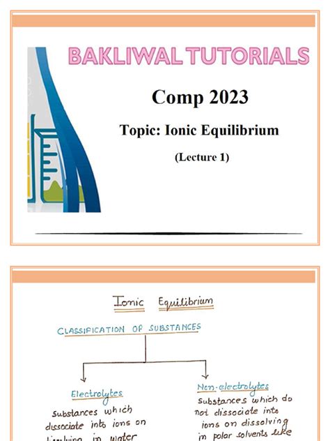 Ionic Equilibrium Lecture 1 Pdf