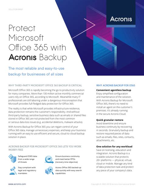 Acronis Backup Protect Office 365 Pdf Backup Cloud Computing