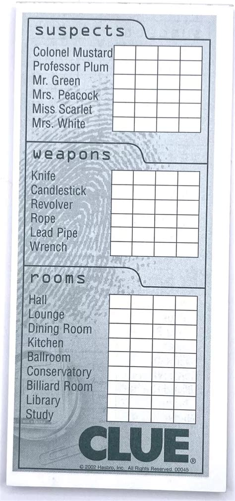 Clue Replacement Notepad Printable