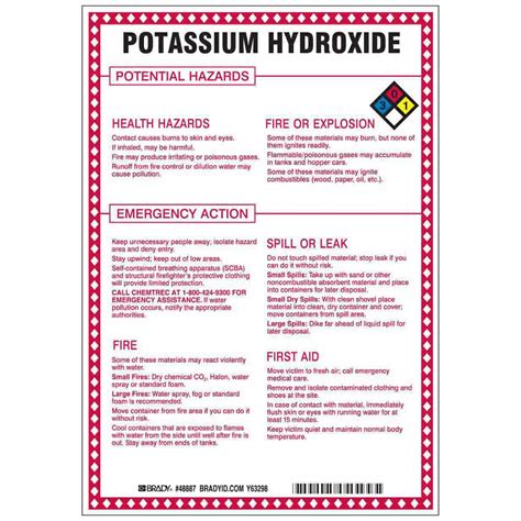 Potassium Hydroxide Potential Hazards Fiberglass Chemical Sign