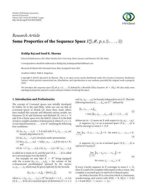 PDF Some Properties Of The Sequence Space