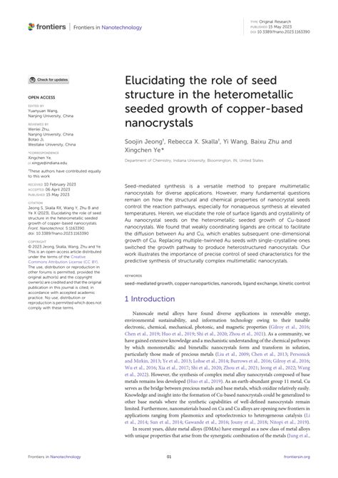 Pdf Elucidating The Role Of Seed Structure In The Heterometallic Seeded Growth Of Copper Based