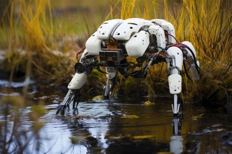 Premium Ai Image Biohybrid Robot Navigating Rough Terrain Outdoors
