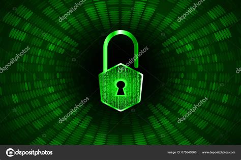 Lock Binary Code Cyber Security Concept Data Security Vector
