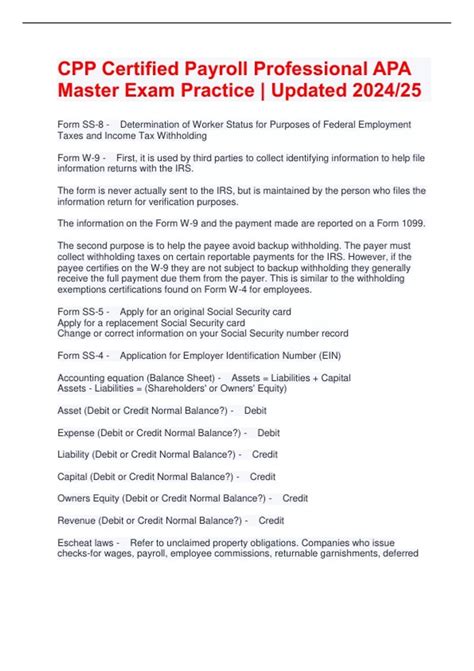 Cpp Certified Payroll Professional Apa Master Exam Practice Updated 202425 Cpp Certified Cpp Certified Payroll Professional Apa Master Exam Practice Updated 202425 Cpp Certified