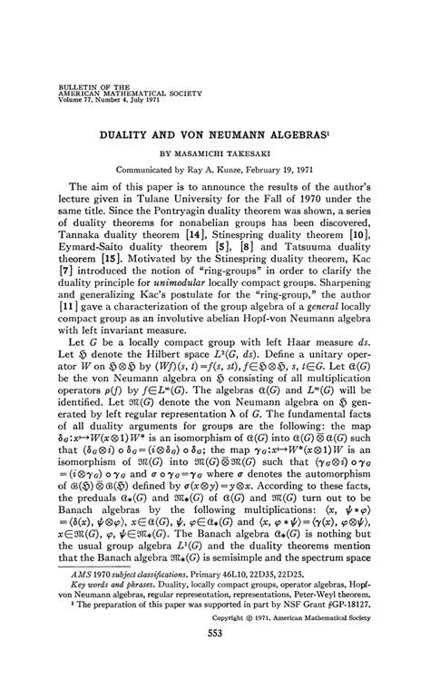 Pdf Duality And Von Neumann Algebras