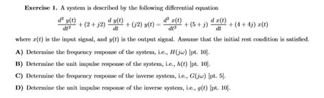 Solved Exercise 1 A System Is Described By The Following