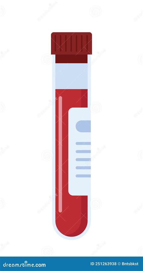 Medical Flask Icon With Blood Blood Test Tube With Label Vector