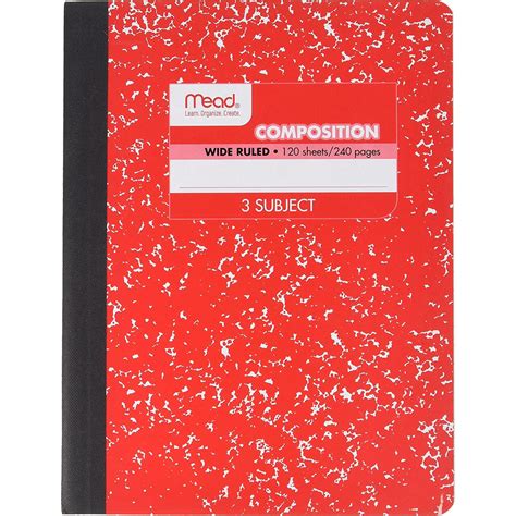 Mead Wide Ruled 3 Subject Composition Notebook 120 Sheets Assorted C Istiklal Library