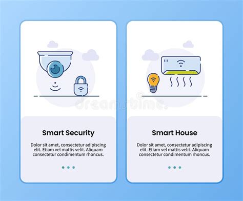 Smart Security And Smart House Onboarding Template For Mobile Ui App Design Stock Illustration