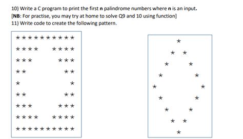 Solved 10 Write A C Program To Print The First N Palindrome