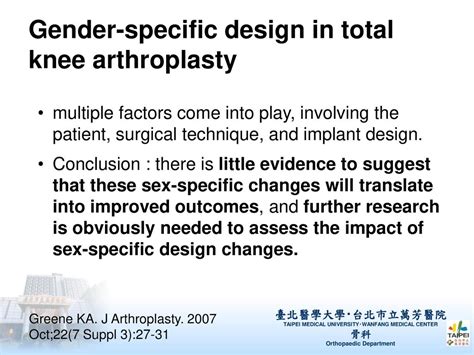 The Gender Issues For The Total Knee Arthroplasty Ppt Download