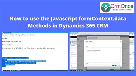 How To Use The Javascript FormContext Data Methods In Dynamics CRM YouTube