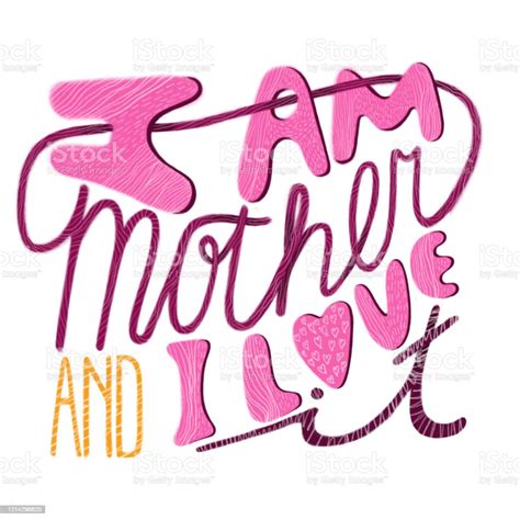노란색 분홍색 글자 그리기 디지털 손 나는 어머니이고 나는 그것을 사랑해요 어머니의 날 인쇄 인사말 포스터 배너 휴일 카드에 대한 필기 문구 흰색 격리 된 배경입니다 하트