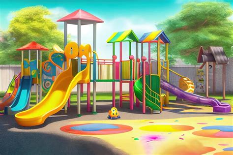 premium ai image scene with slide and carousel in the park generative ai