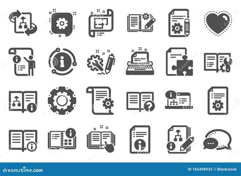 Technical Documentation Icons Set Of Instruction Plan And Manual