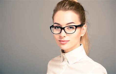 Wallpaper Girl Happy Grey Face Glasses Cute Female Eyewear For