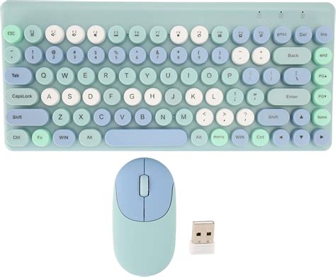Wireless Keyboard And Mouse Combo Retro Colorful Round Keycap 86 Keys Keyboard With 2 4g