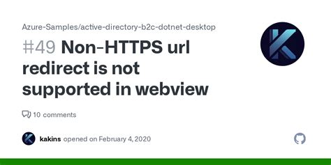 non url redirect is not supported in webview · issue 49 · azure