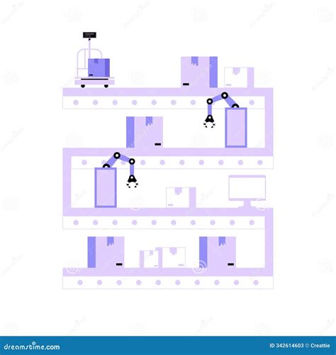 Robotic Conveyor Belt System In Flat Vector Illustration Symbolizing Automation Efficiency And