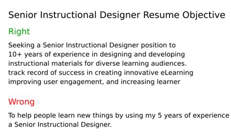 Top 18 Senior Instructional Designer Resume Objective Examples