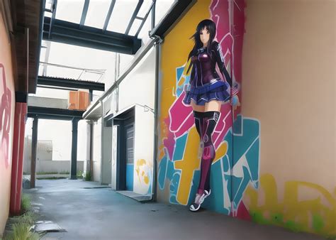 Anime Woman Building Graffiti R Litasfuck