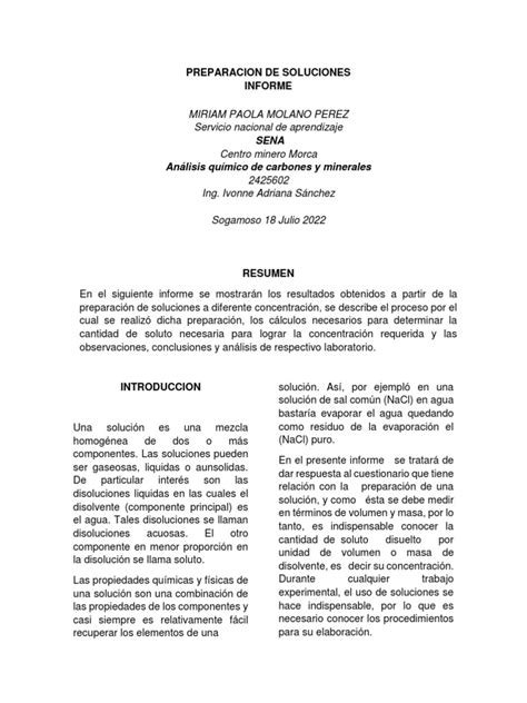 Preparacion De Soluciones Comp3 Pdf Concentración Química