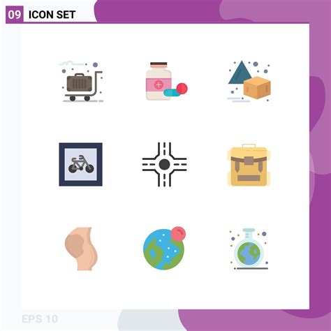 9 Thematic Vector Flat Colors And Editable Symbols Of Crossroad