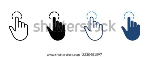 Touch Gesture Computer Mouse Line Silhouette Stock Vector Royalty Free