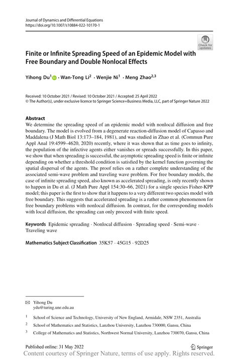 Finite Or Infinite Spreading Speed Of An Epidemic Model With Free Boundary And Double Nonlocal