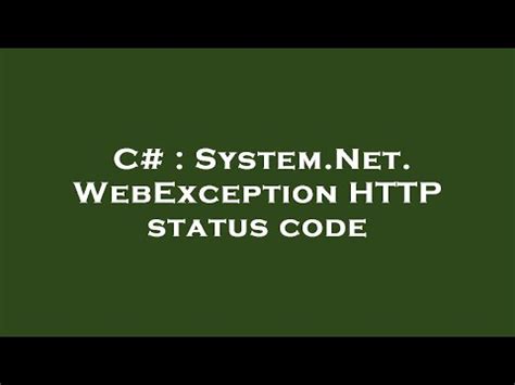 System Net Webexception