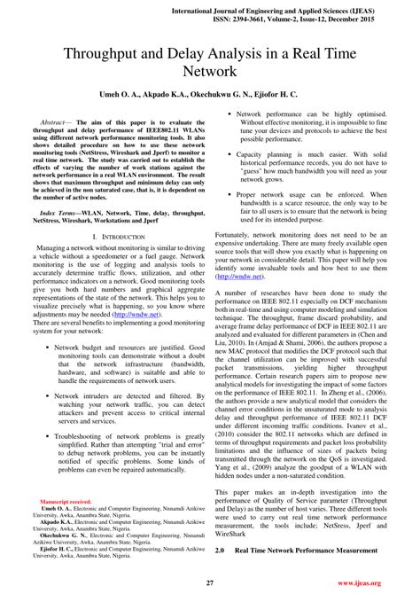 Pdf Throughput And Delay Analysis In A Real Time Network