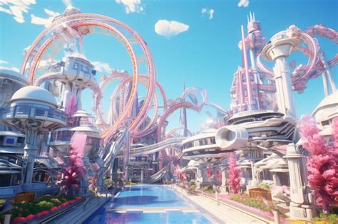 Premium AI Image An Amusement Park With Rides Designed By AI For Pe