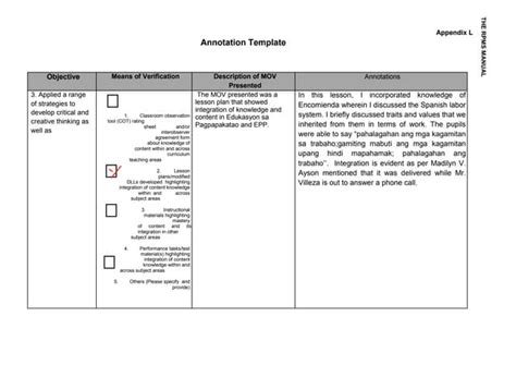 Sample Template For Annotation To Be Use In Theipcrfs Docx