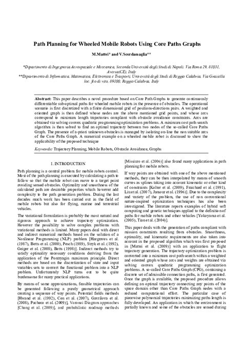 Pdf Path Planning For Wheeled Mobile Robots Using Core Paths Graphs