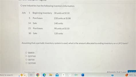 Crane Industries Has The Following Inventory StudyX