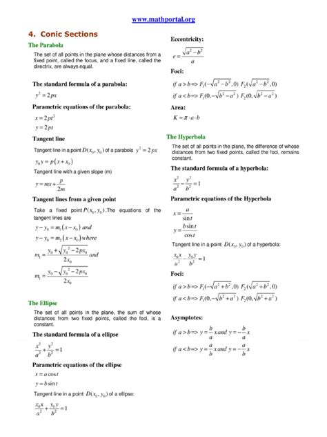 Analytic Geometry Formulas 3 Pdf