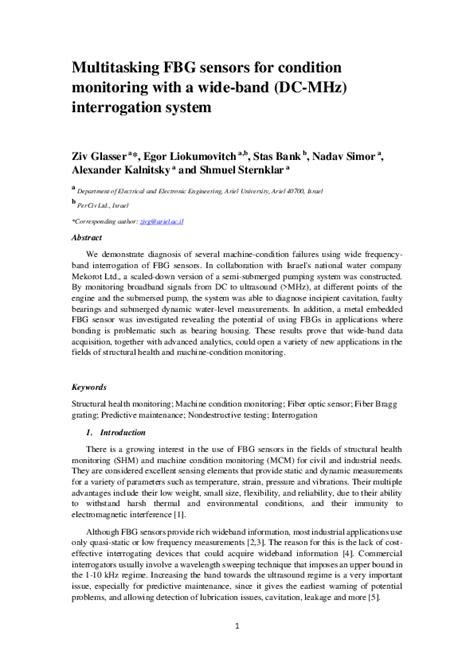 Pdf Multitasking Fbg Sensors For Condition Monitoring With A Wide Band Dc Mhz Interrogation