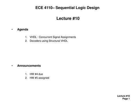 Ppt Lecture 10 Agenda Vhdl Concurrent Signal Assignments Decoders