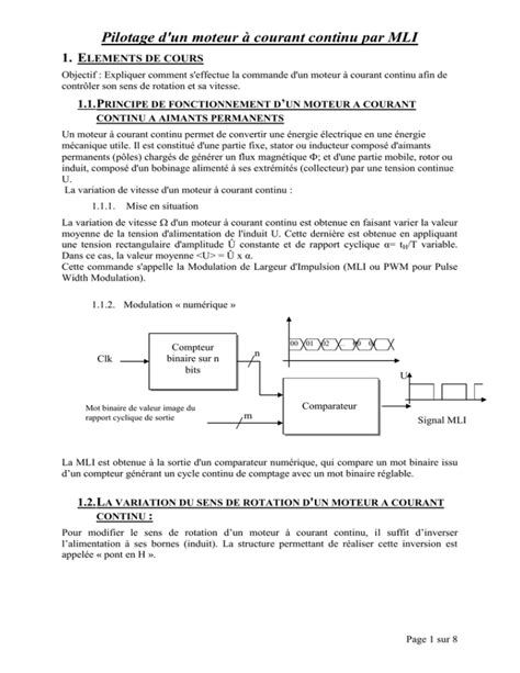 pilotage d`un moteur à courant continu par mli
