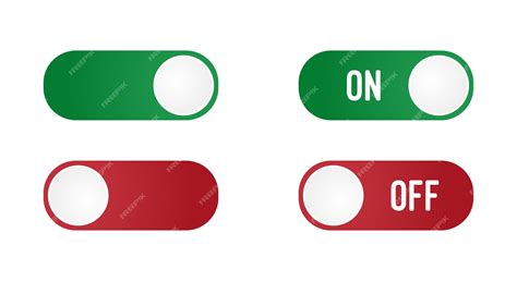 켜기 및 끄기 모드 스위치 녹색 및 빨강 인터페이스 스위치 버튼 개념 벡터 Ui 요소 아이콘 프리미엄 벡터