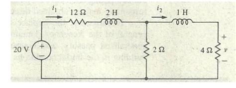 solved find for v t for t 0 if i1 0 1a and i2 0 0 show