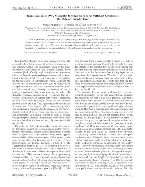 Pdf Translocation Of Dna Molecules Through Nanopores With Salt Gradients The Role Of Osmotic