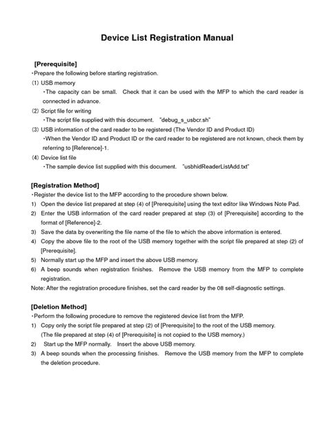 Devicelist Registration Manual Download Free Pdf Usb Flash Drive Computer File