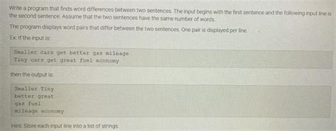 Solved Write A Program That Finds Word Differences Between