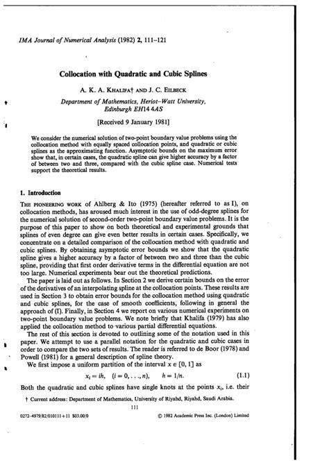 Pdf Collocation With Quadratic And Cubic Splines