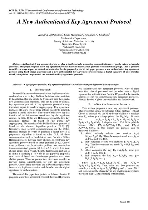 PDF A New Authenticated Key Agreement Protocol