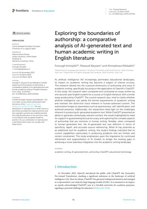 Pdf Exploring The Boundaries Of Authorship A Comparative Analysis Of Ai Generated Text And