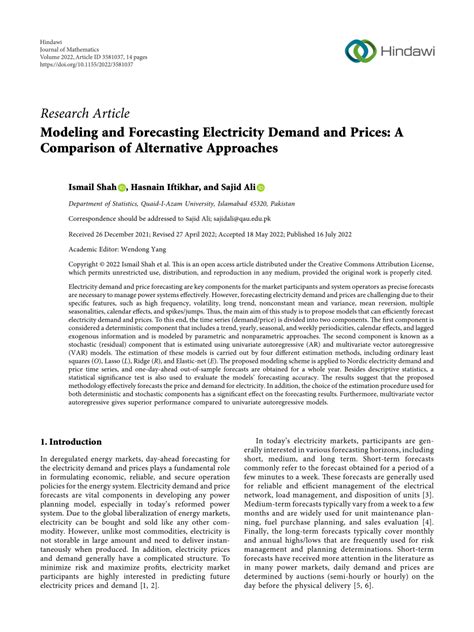 Pdf Modeling And Forecasting Electricity Demand And Prices A Comparison Of Alternative Approaches