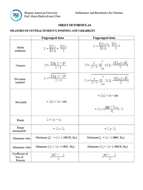 Biostatistics Formulas For Nutrition Pdf Variance Statistics